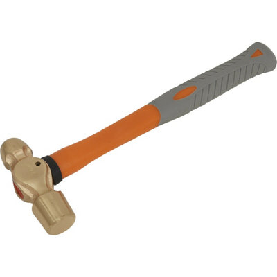 24oz Non-Sparking Ball Pein Hammer with Shock Absorbing Grip and ...