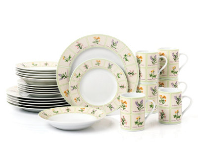 24pc British Wild Flowers Dinner Set