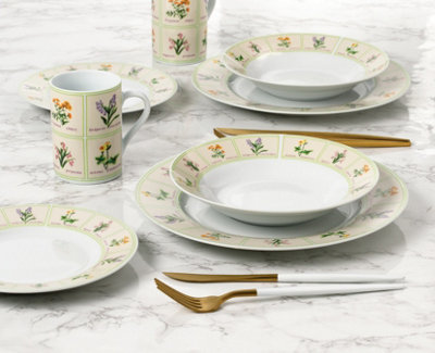 24pc British Wild Flowers Dinner Set