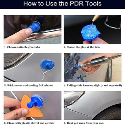 24pc Car Dent Repair Kit: PDR Paintless Puller, Slide Hammer & Glue ...