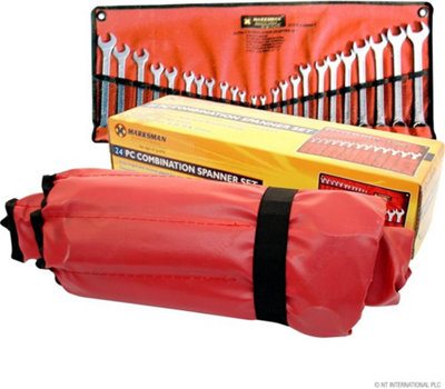 24Pc Combination Spanner Set With Case Hand Tools Workshop Heavy Duty
