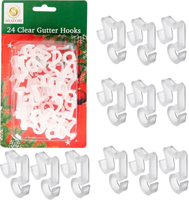 24Pcs Gutter Hooks Clear - Strong and Reliable for Outdoor Decor