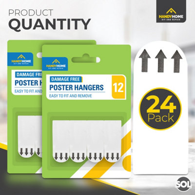 24pk Poster Hanging Strips No Nails Picture Hanging Strips Photo Frame Stickers for Walls Picture Strips