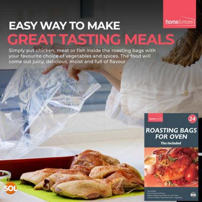 24pk Roasting Bags for Oven with Ties - Oven Bags for Roasting Chicken ...