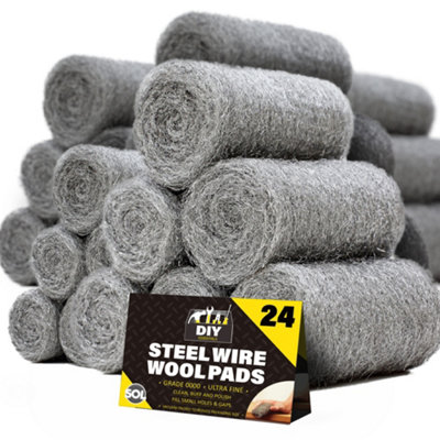 24pk Steel Wool, Wire Wool, Mice, Grade 0 Steel Wool for Cleaning ...