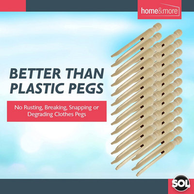 24pk Wooden Dolly Pegs - Wooden Clothes Pegs for Washing Line Strong ...