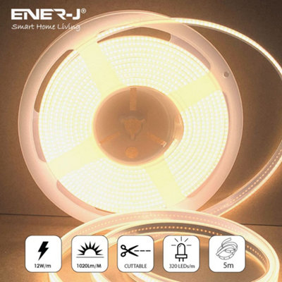 24V COB LED Strip Lights with 320 LEDs/M, 10W/M, 1020lm/M, CRI 90-92 ...