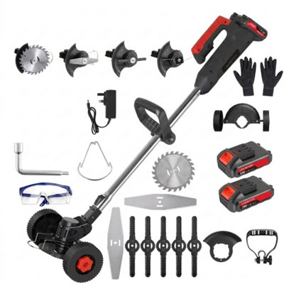 24V Cordless Grass Trimmer Garden Edger Cutter with 2 Rechargeable ...