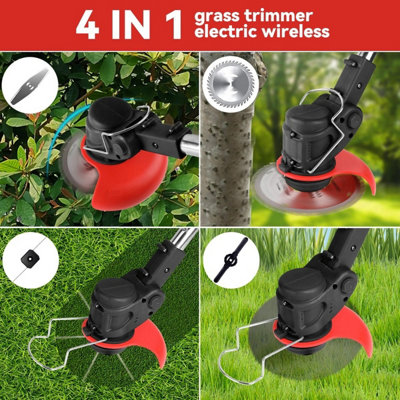 24V Cordless Strimmer Grass Trimmer Tree Cutter Garden Edger Electric 2 ...
