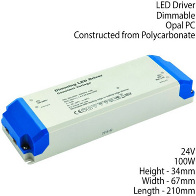 24V DC 100W Dimmable LED Driver / Transformer Low Voltage Light Power ...