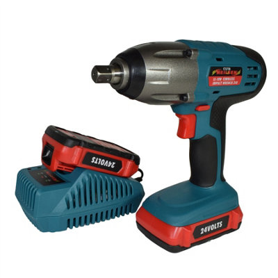 24v Li-Ion Cordless Battery Impact Wrench Gun 1/2'' Drive With 2 Twin ...