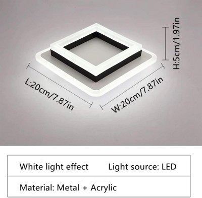 24W Modern Ceiling Lamp, Square LED Ceiling Lights for Bedroom Hallway ...