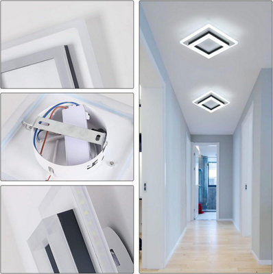 24W Modern Ceiling Lamp, Square LED Ceiling Lights for Bedroom Hallway ...