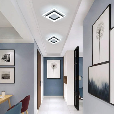 24W Modern Ceiling Lamp, Square LED Ceiling Lights for Bedroom Hallway ...