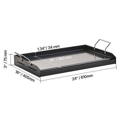 24x16 in Carbon Steel Flat Griddle Pan for BBQ and Cooking