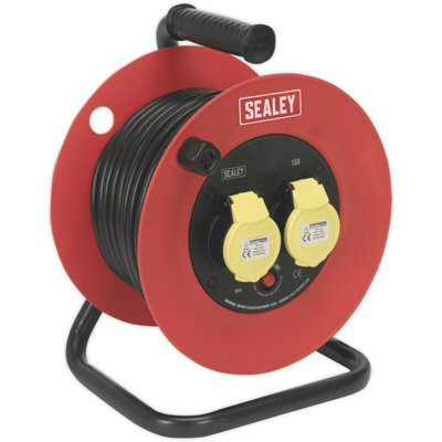 25 Metre Heavy Duty Cable Drum - 2 x 110V Socket Extension Lead ...