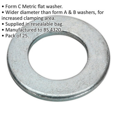 25 PACK Form C Flat Washer - M24 x 50mm - BS 4320 - Metric - Metal Spacer