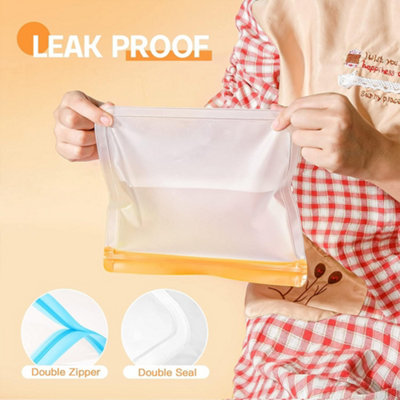 25 Pack Reusable PEVA Food Storage Freezer Bags - Leak Proof Zip Seal