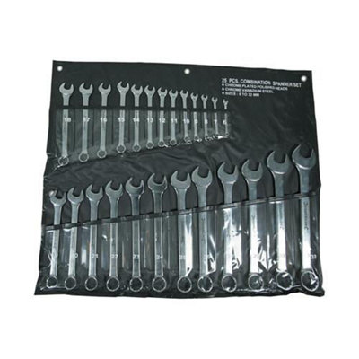 25 Piece 6mm 32mm Metric Combination Spanner Set Storage Wallet