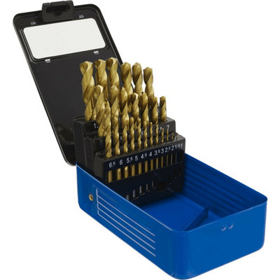 25-Piece HSS Drill Bit Set with Split Point Tips for Precision Drilling