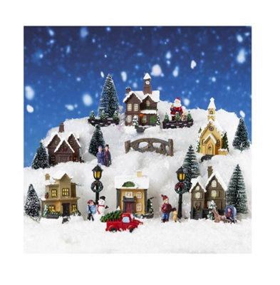 25 Piece Mini Light Up Village Christmas Scene Resin Houses Figurines ...