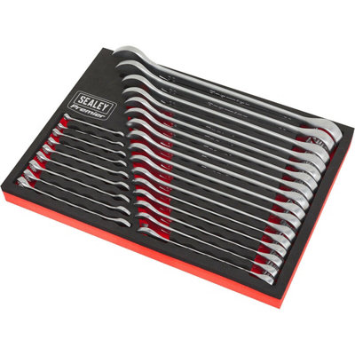 25-Piece Slim Handled Combination Spanner Set - 12 Point Metric Wrenches