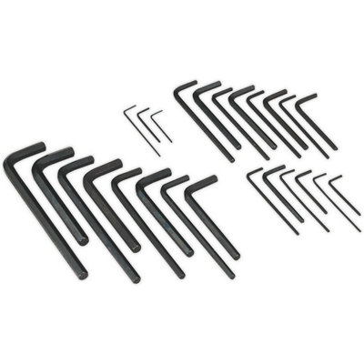 25 Piece Steel Hex Key Set - Long Imperial & Short Metric Sizes - Tool ...