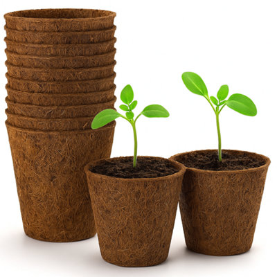25 x 14cm Biodegradable Coir Plant Pots Eco-Friendly Coco Fibre for ...