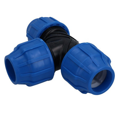 25 x 20 x 25mm MDPE Tee T-Piece Water Pipe Fitting Coupling Connector 2pk