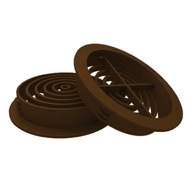 25 x 70mm Brown Plastic Round Soffit Air Vents / Upvc Push in Roof Disc ...