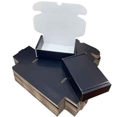 25 x Black 12 x 10 x 4" Shiny Gloss Finished Postal Mailing Die Cut ...