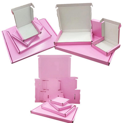 25 x Bright Pink Postal Packing Shipping Die Cut Boxes C4 Size
