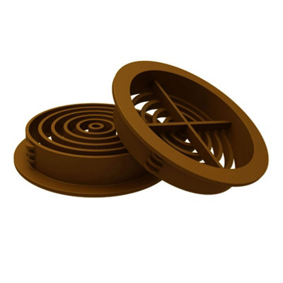 25 x Golden Oak, Tan Plastic 70mm Round Soffit Air Vents, Push in Roof Disc