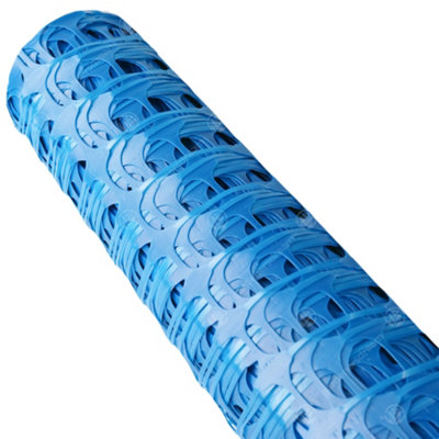 25 x Meters Blue Plastic Barrier Safety Mesh Fence 110gsm | DIY at B&Q