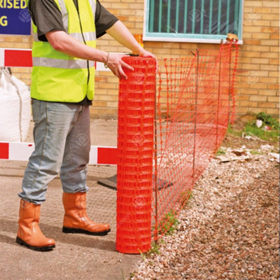 25 x Meters Orange Plastic Barrier Safety Mesh Fence 110gsm