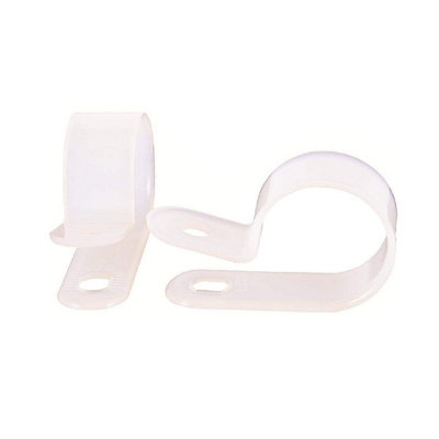 25 x Natural/White Nylon 9mm P Clips for Conduit, Cable, Tubing & Sleeving
