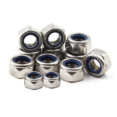 25 x Nylon Insert M16 Steel Locking Nuts, Standard Pitch,
