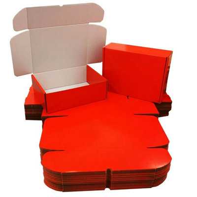 25 x Red 6 x 4 x1.5" Shiny Gloss Finished Postal Mailing Die Cut Boxes ...
