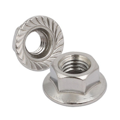25 x Serrated Flanged Nuts M6 x 1.00mm Pitch. Hex Nut 6mm