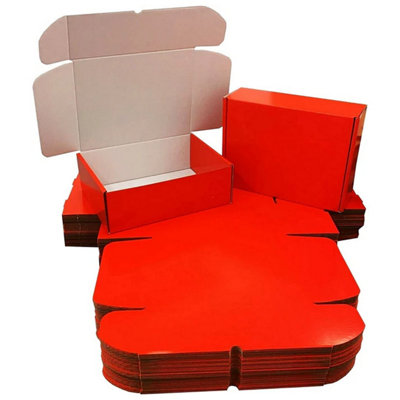 25 x Shiny Red (10" x 7" x 3") Coloured Cardboard Postal Shipping ...