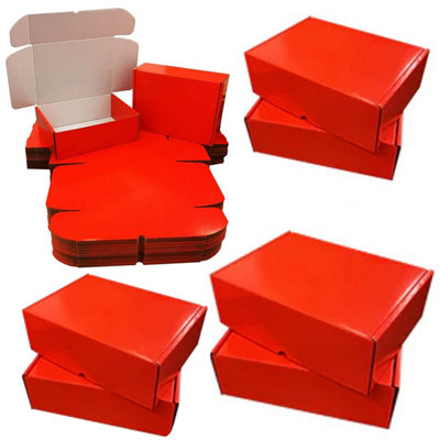 25 x Shiny Red (6" x 4" x 1.5") Coloured Cardboard Postal Shipping ...