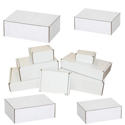 25 x White 10x6x4" Strong Single Wall Die Cut Packing Shipping Boxes ...