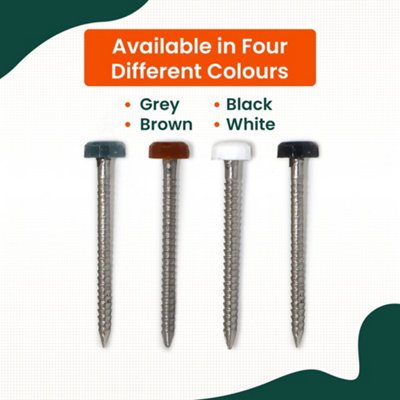 250 pack UPVC Panel Pins 40mm Poly Top Pins Nails Plastic Headed Fascia ...