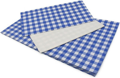250 x Blue Gingham Greaseproof Duplex Paper Sheets, 250 x 375mm (10x15 ...