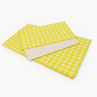 250 x Yellow Gingham Greaseproof Duplex Paper Sheets, 250 x 375mm ...