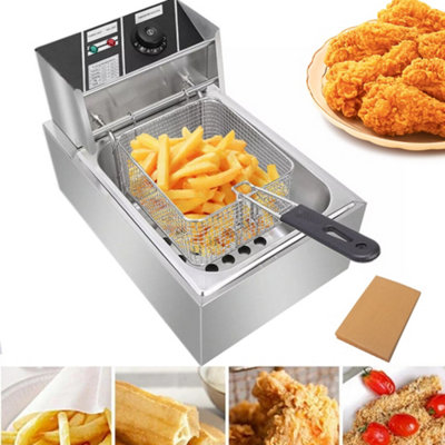 2500W 10L Electric Deep Fat Fryer with Basket & Lid - Stainless Steel