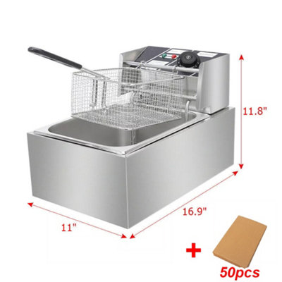 2500W 10L Electric Deep Fat Fryer with Basket & Lid - Stainless Steel