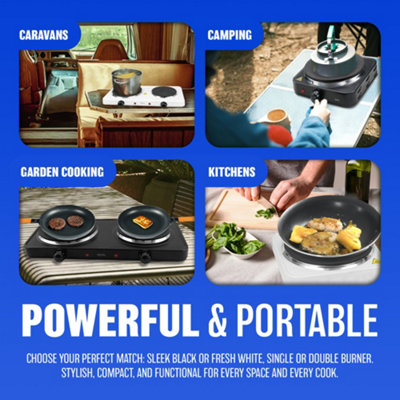 2500W DOUBLE ELECTRIC HOT PLATE THERMOSTAT PORTABLE KITCHEN HOB COOKER ...