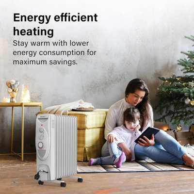 2500W Oil Filled Radiator Oil Electric Heater 2.5KW Portable 11 Fin ...