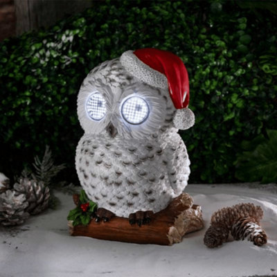 25cm Battery Operated Outdoor Blinkin' Snowy Christmas Owl with White ...